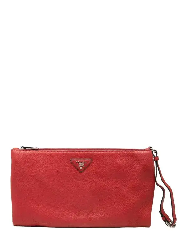 Prada Vitello Daino Clutch Bag - Red