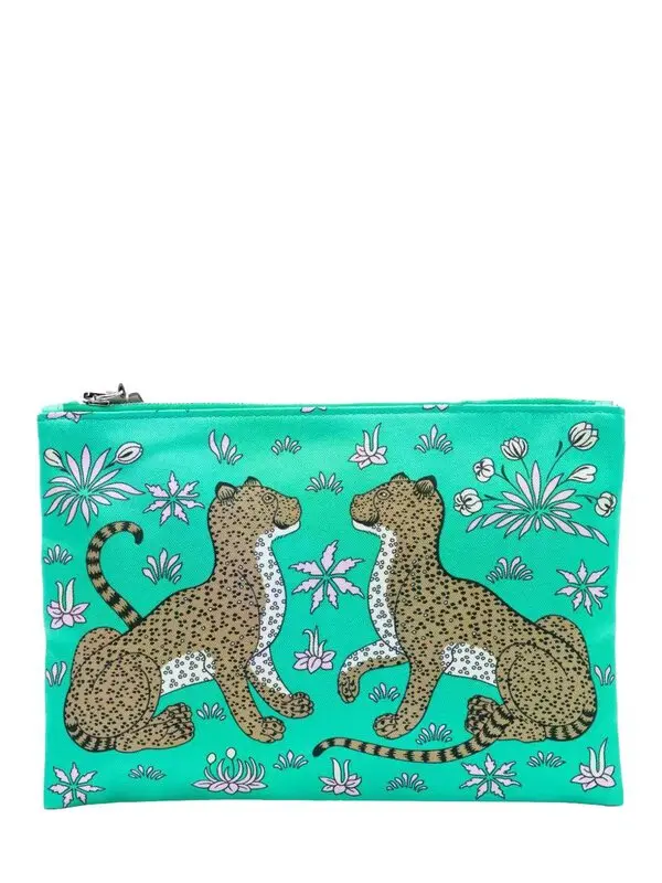 Hermès Les Leopards Silky Pocket Pouch - Green