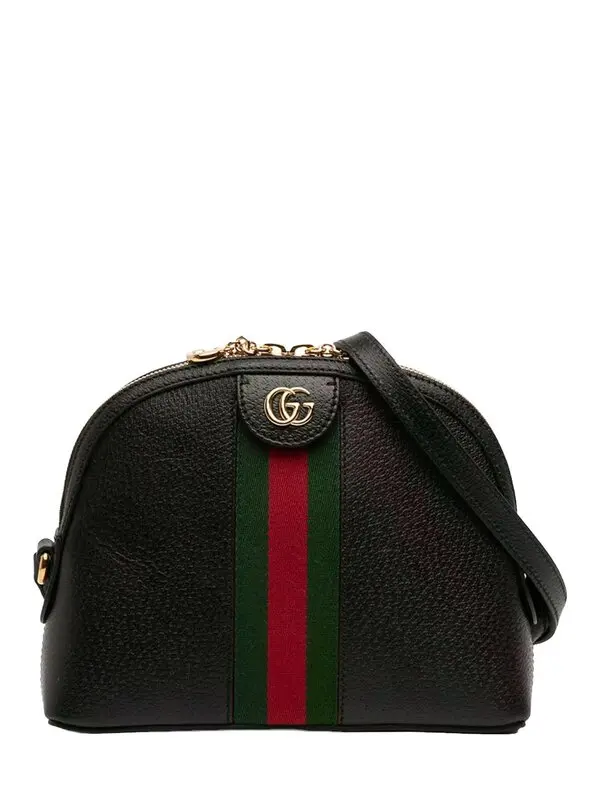 Gucci Small Calfskin Web Ophidia Dome Crossbody Bag - Black