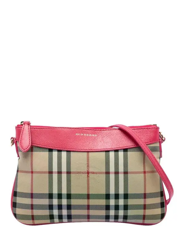 Burberry Haymarket Check Peyton Crossbody Bag - Red