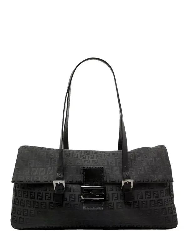 Fendi Zucchino Canvas East West Shoulder Bag - Black
