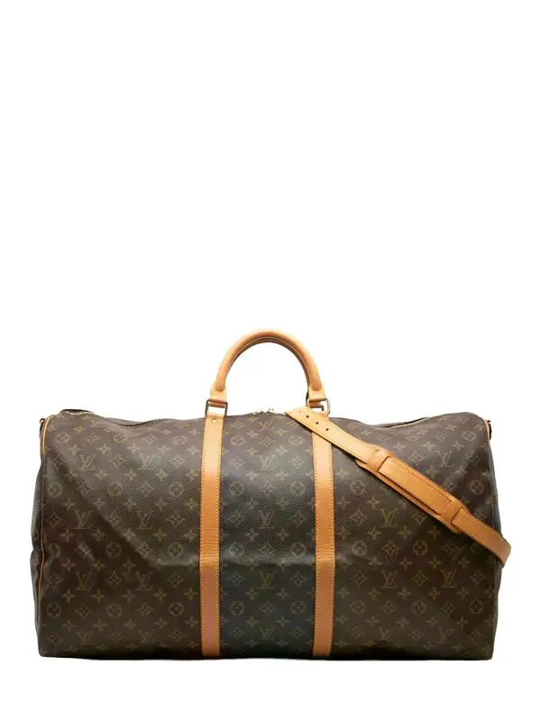 LOUIS VUITTON 1990-2010 Monogram Keepall Bandouliere 60 Travel Bag - Brown