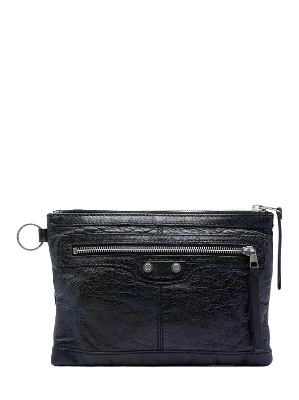 Balenciaga 2013 Lambskin Motocross Classic Clip S Clutch - Black