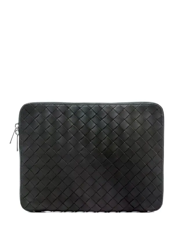 Bottega Veneta Leather Intrecciato Document Case - Black