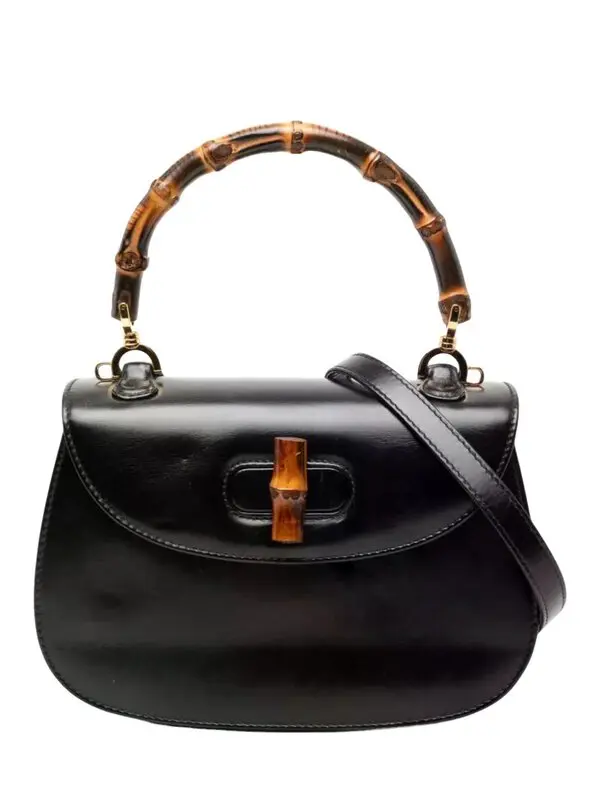 Gucci 20th Century Small Calfskin Bamboo Night Satchel - Black