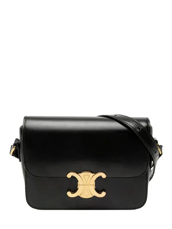 Celine 2022 Teen Triomphe Crossbody Bag Shiny Calfskin - Black