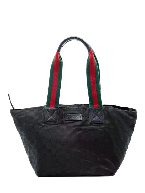 Gucci Gg Canvas Web Tote Bag - Black
