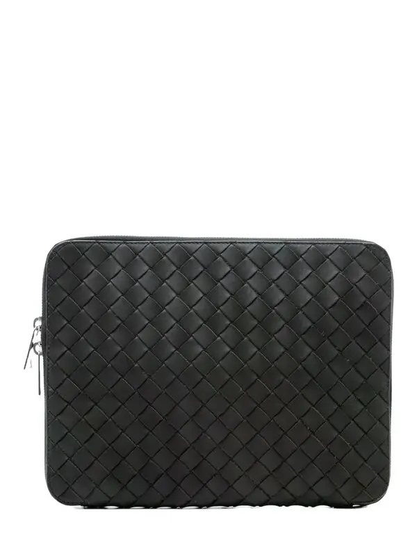 Bottega Veneta Leather Intrecciato Document Case - Black