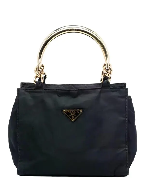 Prada 2000-2013 Tessuto Metal Handle Handbag - Black