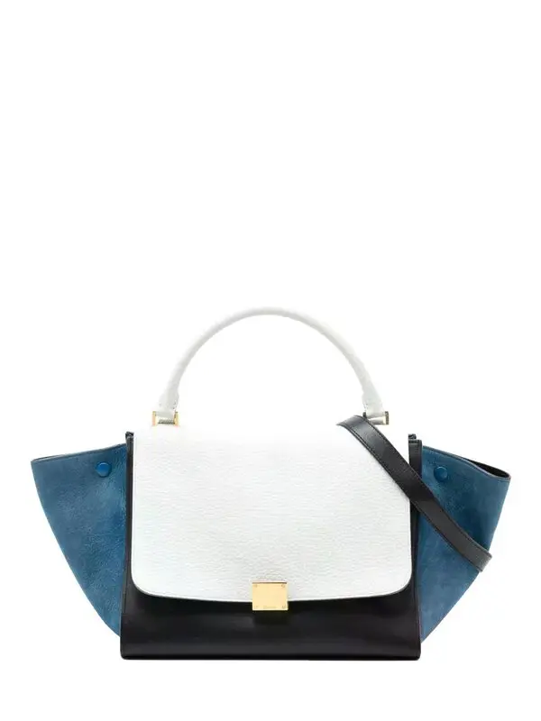 Celine 2015 Medium Tricolor Trapeze Satchel - Black