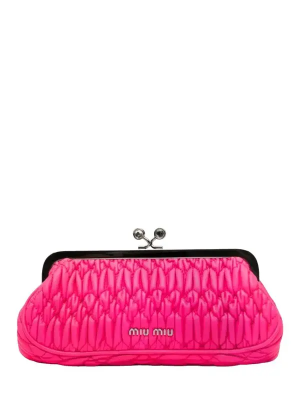 Miu Miu Matelasse Nappa Kiss Lock Clutch - Pink