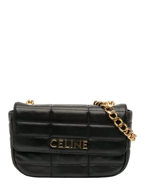Celine 2022 Matelasse Goatskin Monochrome Chain Shoulder Bag - Black