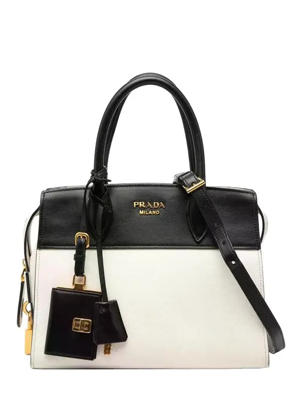 Prada Saffiano And City Calf Esplanade Satchel - Black