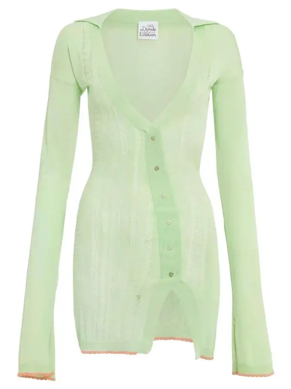 DONDE ESTEBAN Long-sleeve Mini Dress - Green