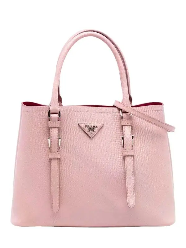 Prada Small Saffiano Cuir Double Handle Satchel - Pink