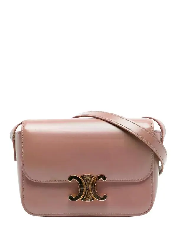 Celine Shiny Calfskin Triomphe Crossbody Bag - Pink