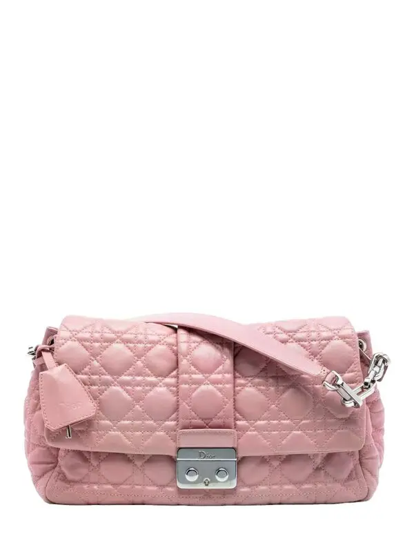 Dior 2012 Lambskin Cannage New Lock Flap Shoulder Bag - Pink