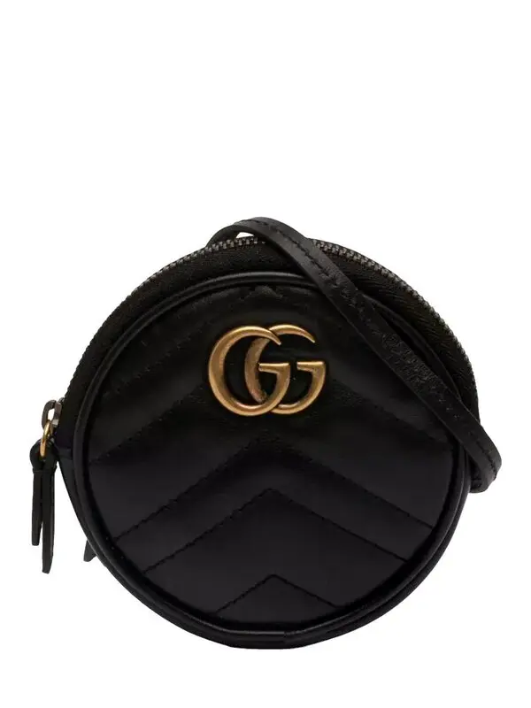 Gucci Gg Marmont Matelassé Leather Round Coin Purse - Black