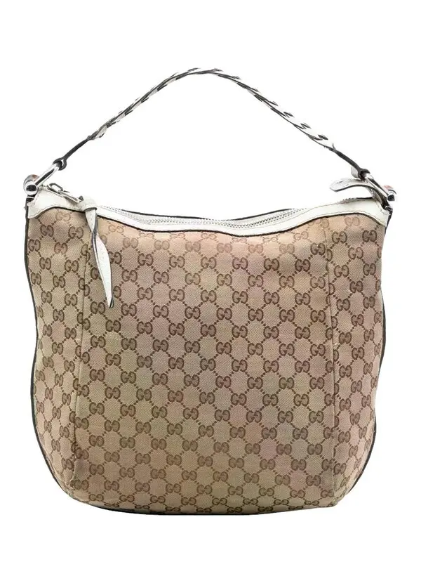 Gucci Gg Canvas Bamboo Bar Hobo Bag - White