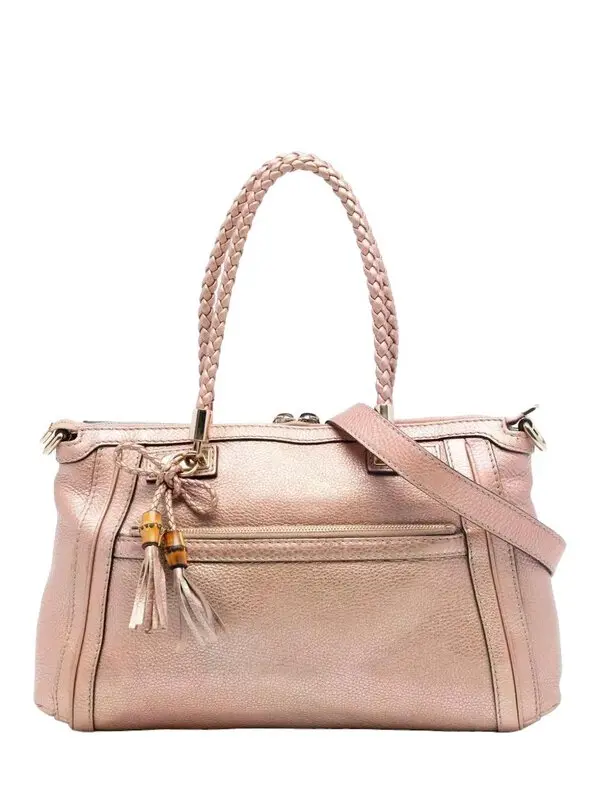 Gucci Metallic Pebbled Calfskin Bella Satchel - Pink