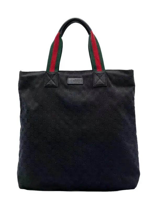 Gucci Gg Canvas Web Vertical Tote Bag - Black