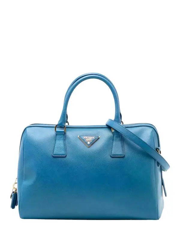 Prada Saffiano Lux Boston Satchel - Blue