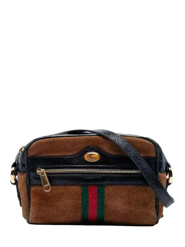 Gucci 2016-2026 Mini Suede Web Ophidia Crossbody Bag - Brown
