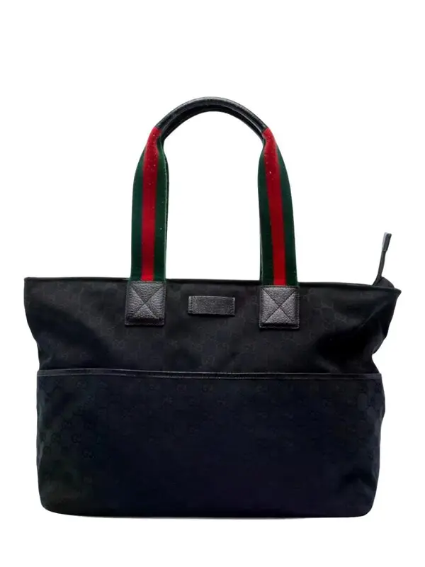 Gucci Gg Canvas Web Tote Bag - Black