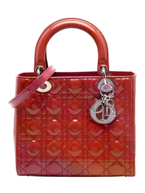 Dior 2010 Medium Patent Cannage Lady Satchel - Red