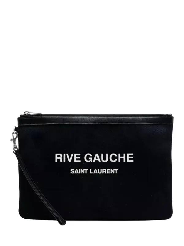 Saint Laurent 2020 Canvas Rive Gauche Clutch Bag - Black