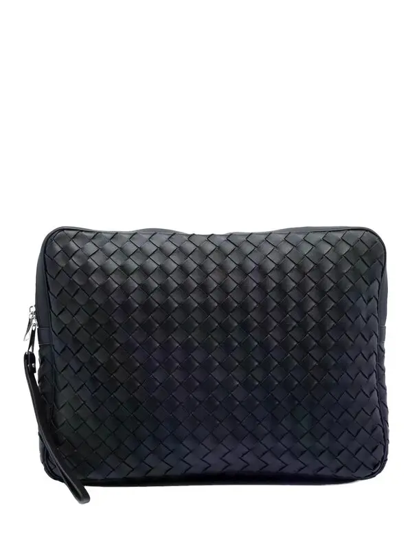 Bottega Veneta Nappa Intrecciato Wristlet Clutch Bag - Black