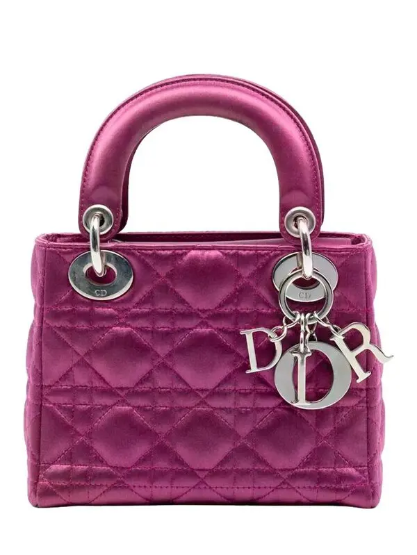 Dior 2011 Mini Satin Cannage Lady Satchel - Pink