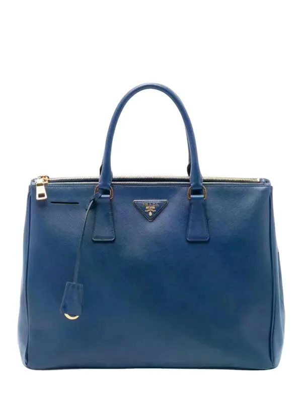 Prada Saffiano Lux Galleria Double Zip Tote Bag - Blue