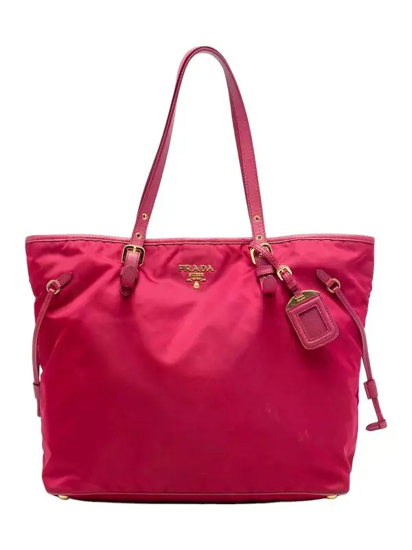 Prada Saffiano Trimmed Tessuto Tote Bag - Pink