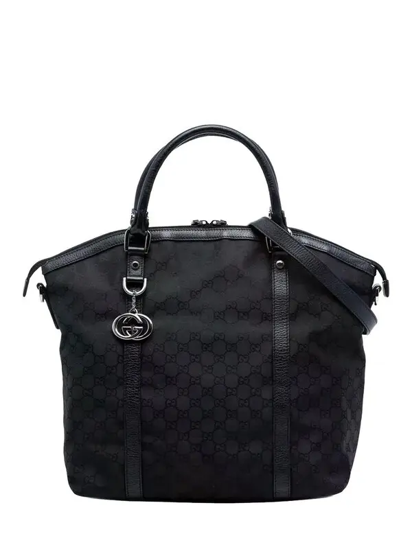 Gucci Gg Canvas Charm Dome Satchel - Black