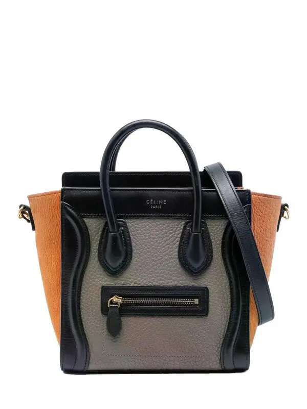 Celine 2016 Nano Tricolor Leather Luggage Tote Satchel - Brown