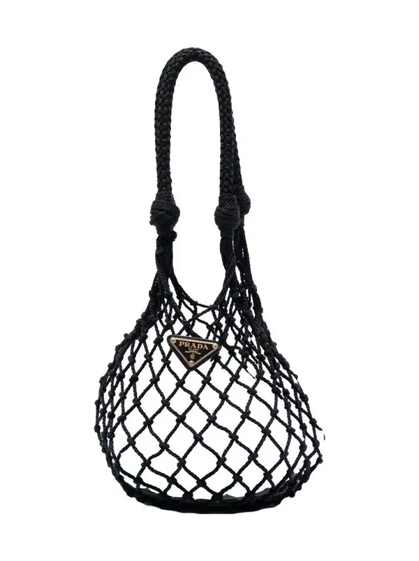 Prada 2013-2025 Mesh And Leather Bucket Bag - Black