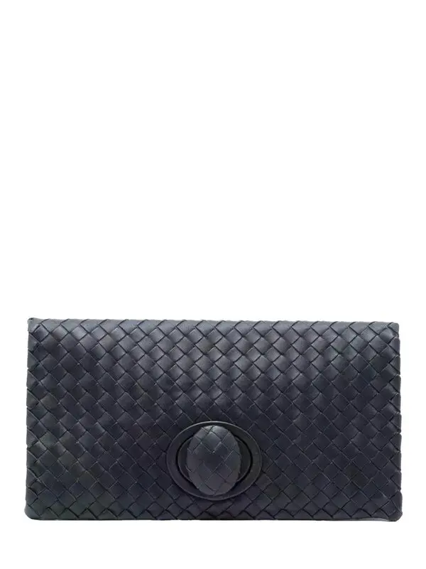 Bottega Veneta Nappa Intrecciato Turn Lock Clutch Bag - Grey