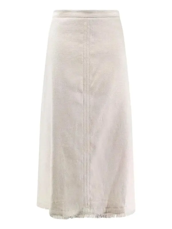Max Mara Fringed A-line Midi Skirt - Neutrals