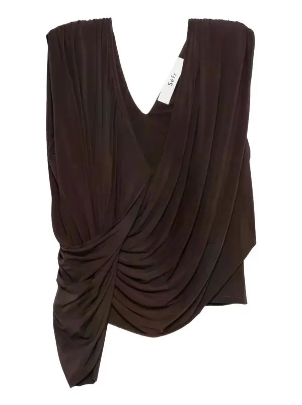 Séfr Tamara V-neck Top - Brown