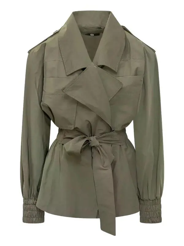 MOMS PANTS Belted Trench Coat - Green