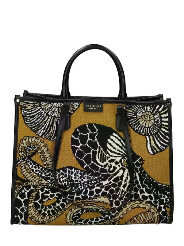MY BEST BAG FIRENZE Atena Sea Creatures Print Tote Bag - Black