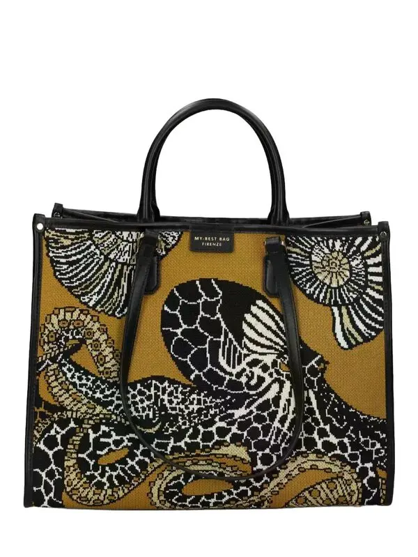 MY BEST BAG FIRENZE Atena Sea Creatures Print Tote Bag - Black