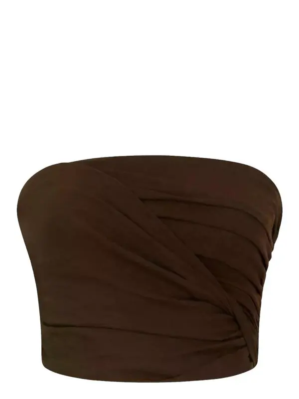 GANNI Twisted Bandeau Top - Brown