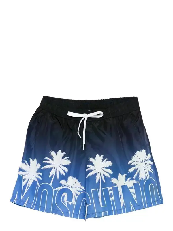 Moschino Palm-tree Print Swim Shorts - Blue