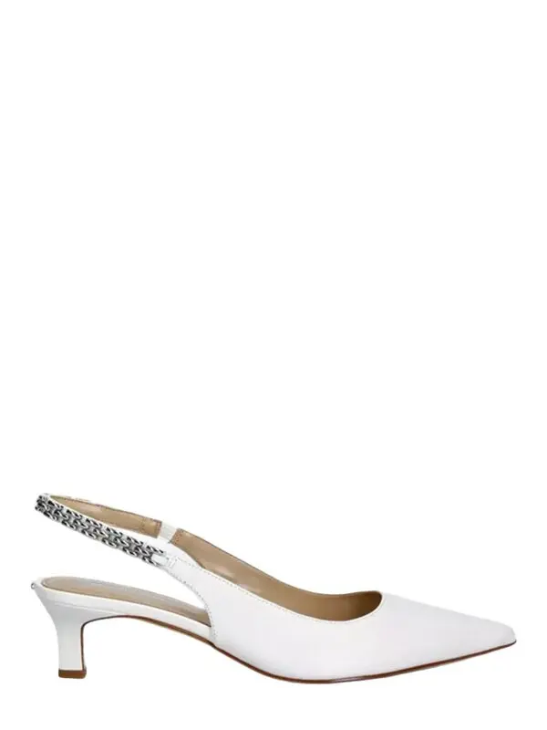 Michael Kors Heeled Slingback Pumps With Chain - White