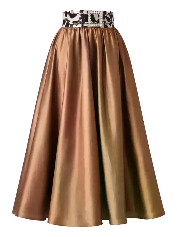 GIADA CURTI Beaded Belted Maxi Skirt - Brown