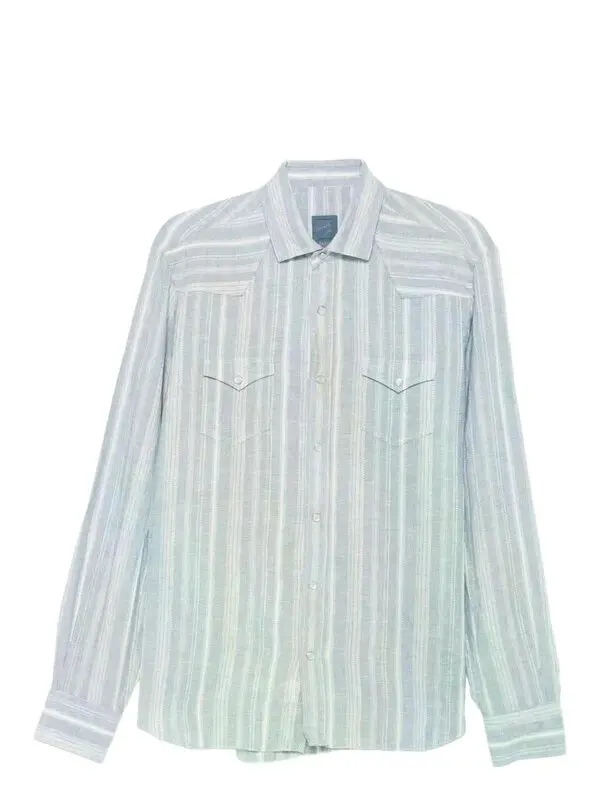 BARBA NAPOLI Striped Flap-pockets Shirt - Blue