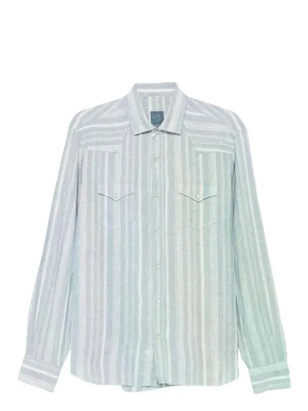 BARBA NAPOLI Striped Flap-pockets Shirt - Blue