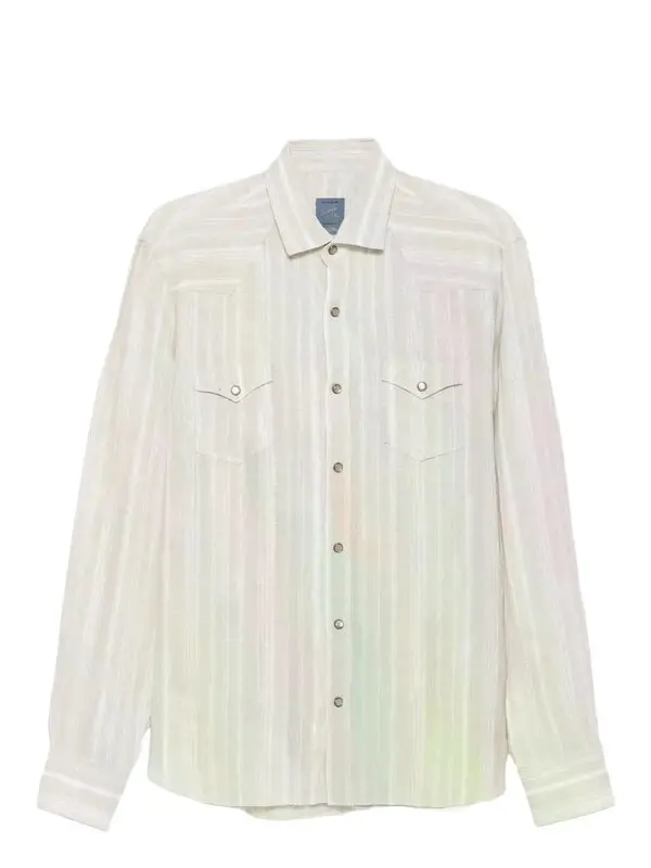 BARBA NAPOLI Striped Flap-pockets Shirt - Neutrals